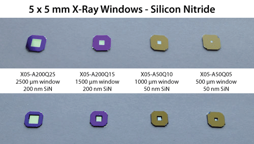 X-Ray Window 100 nm thick Silicon Nitride (Single 500 micron window ...