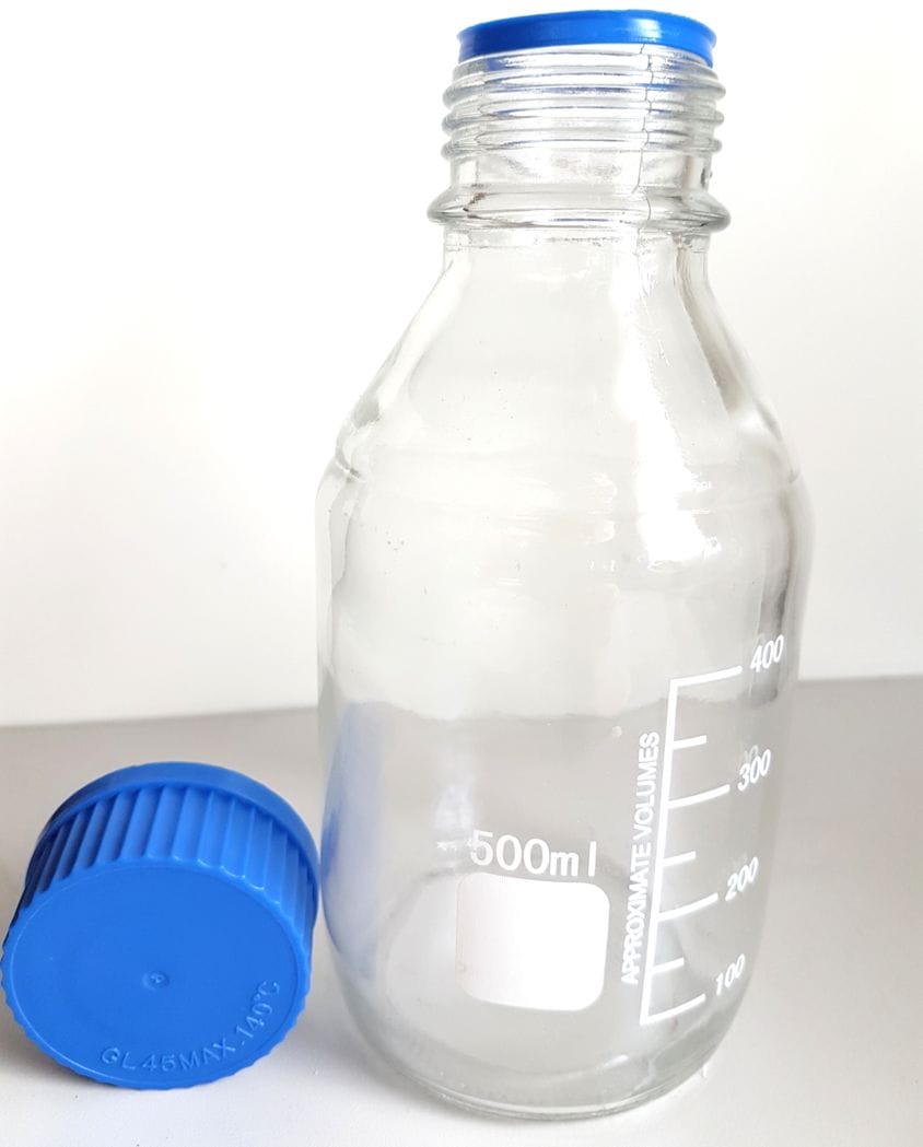 Flacon Col à Vis GL45 Gradué en verre 500 ml - Delta Microscopies